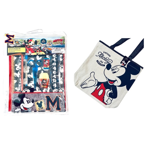 Disney | Accessories | Mickey Mouse Canvas Bag Stationery Set School ...